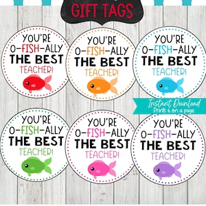 Teacher Gift Tags, You're O-fish-ally the Best Teacher Gift Tags, Last ...