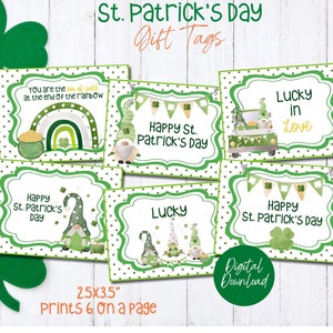 Gnome Gift Tags for St. Patrick's Day, St. Patrick's Day Gnome Gift ...