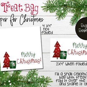 Merry Christmas Treat Bag Topper, Printable Bag Toppers for Christmas ...