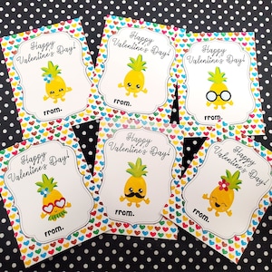 Kids Printable Pineapple Valentine's Day Cards, Student Valentine Cards ...