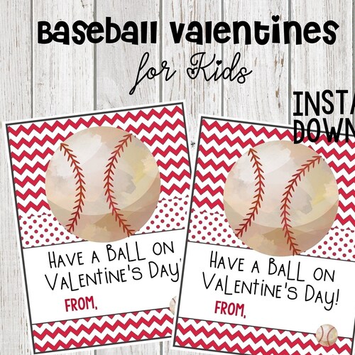 Baseball Valentine Cards Personalized Kids Valentine's | Etsy