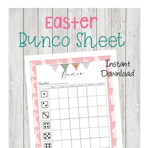 Easter Bunco Printable Sheet-bunco Worksheets-easter Printables-easter ...