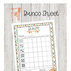 Fall Bunco Worksheet, Bunco Worksheets, September Bunco Printables ...