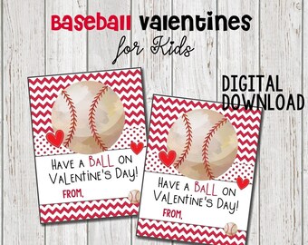 Printable BASEBALL Valentine's Day Cards . Kids Classroom - Etsy