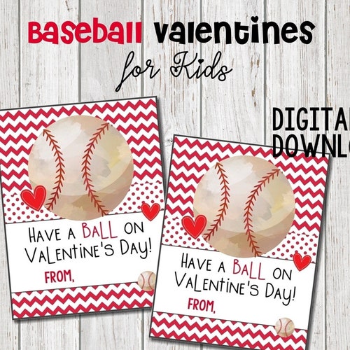 Baseball Valentine Cards Personalized Kids Valentine's | Etsy