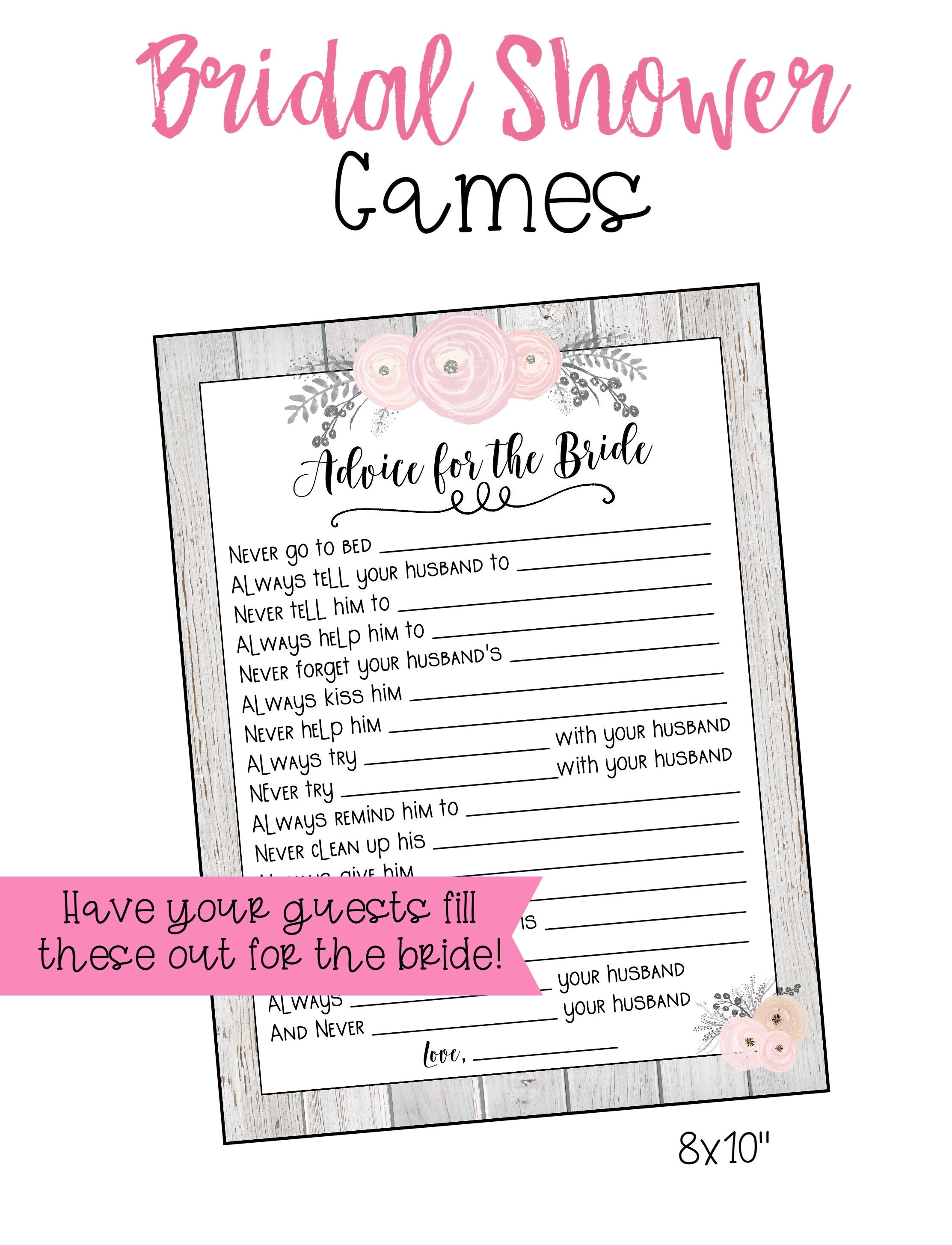 Advice for the Bride Printables-bridal Shower Games-bride and | Etsy