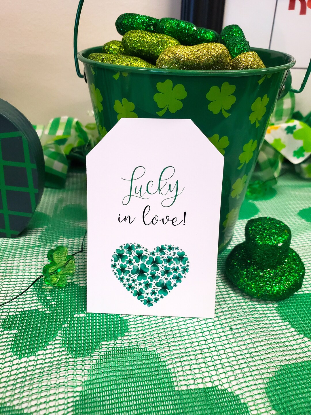 Lucky in Love Printable Gift Tags, St. Patrick's Day Tags, Green ...