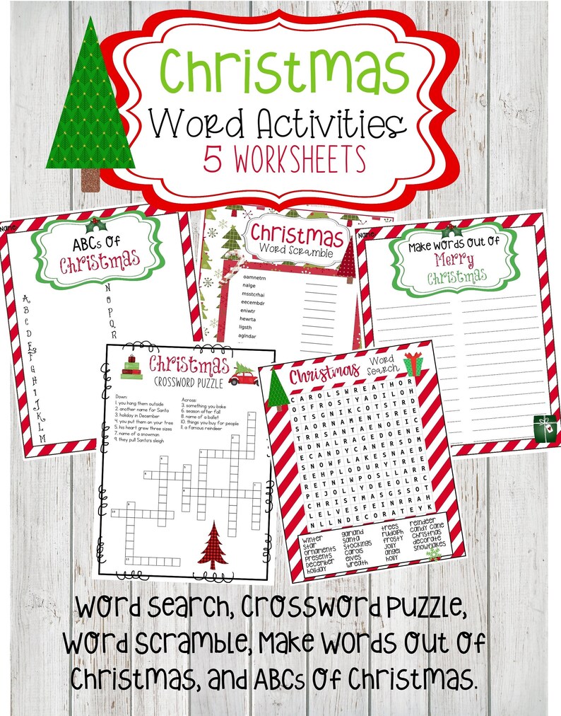 Printable Christmas Word Activities Christmas Worksheets for - Etsy