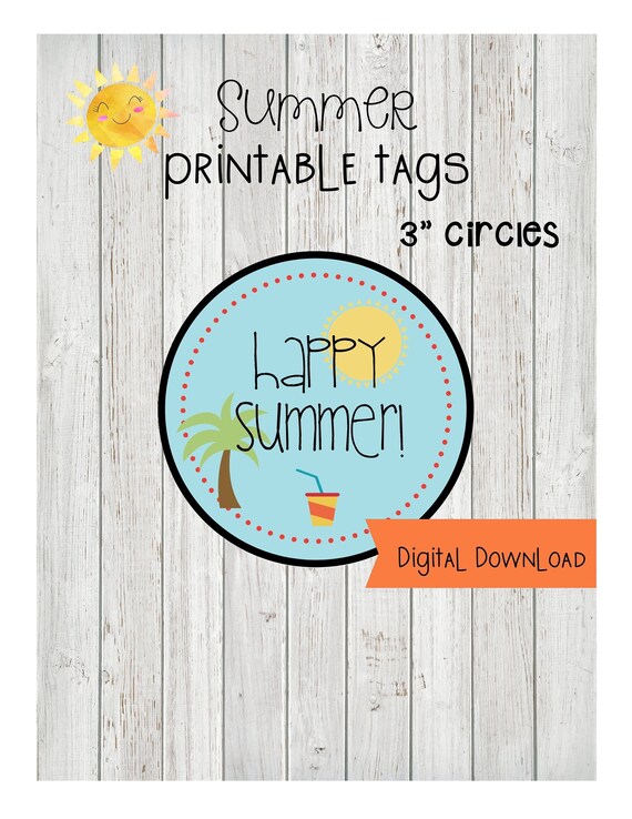 Happy Summer Printable Gift Tags-summer Gift Tags-summer - Etsy