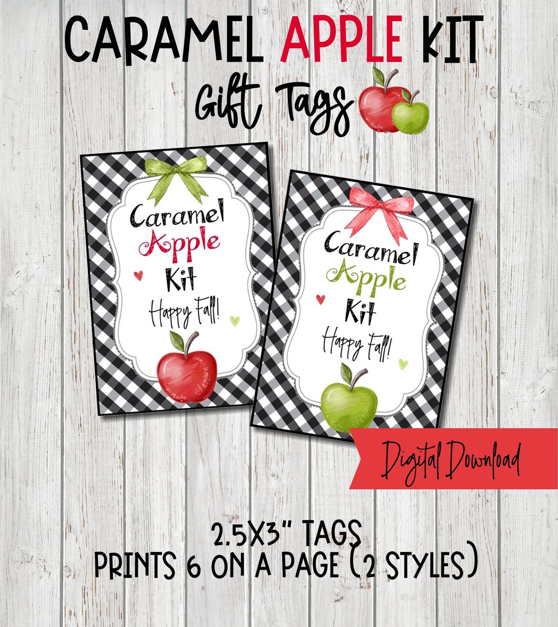 Caramel Apple Kit Gift Tags Fall Gift Tags for Caramel - Etsy