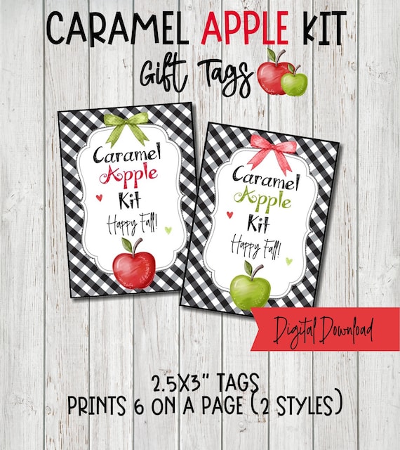 Caramel Apple Kit Gift Tags Fall Gift Tags for Caramel - Etsy