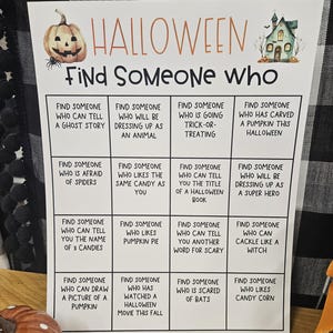 Halloween Party Game Printable, Find Someone Who Halloween Activity ...
