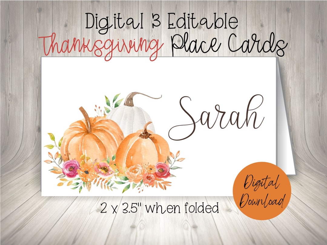 Digital Place Cards for Thanksgiving, Fall Place Cards, Wedding Place ...