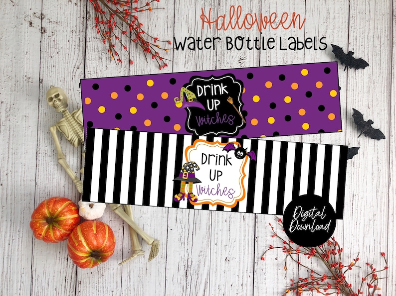 Drink up Witches Printable Halloween Water Bottle Labels - Etsy