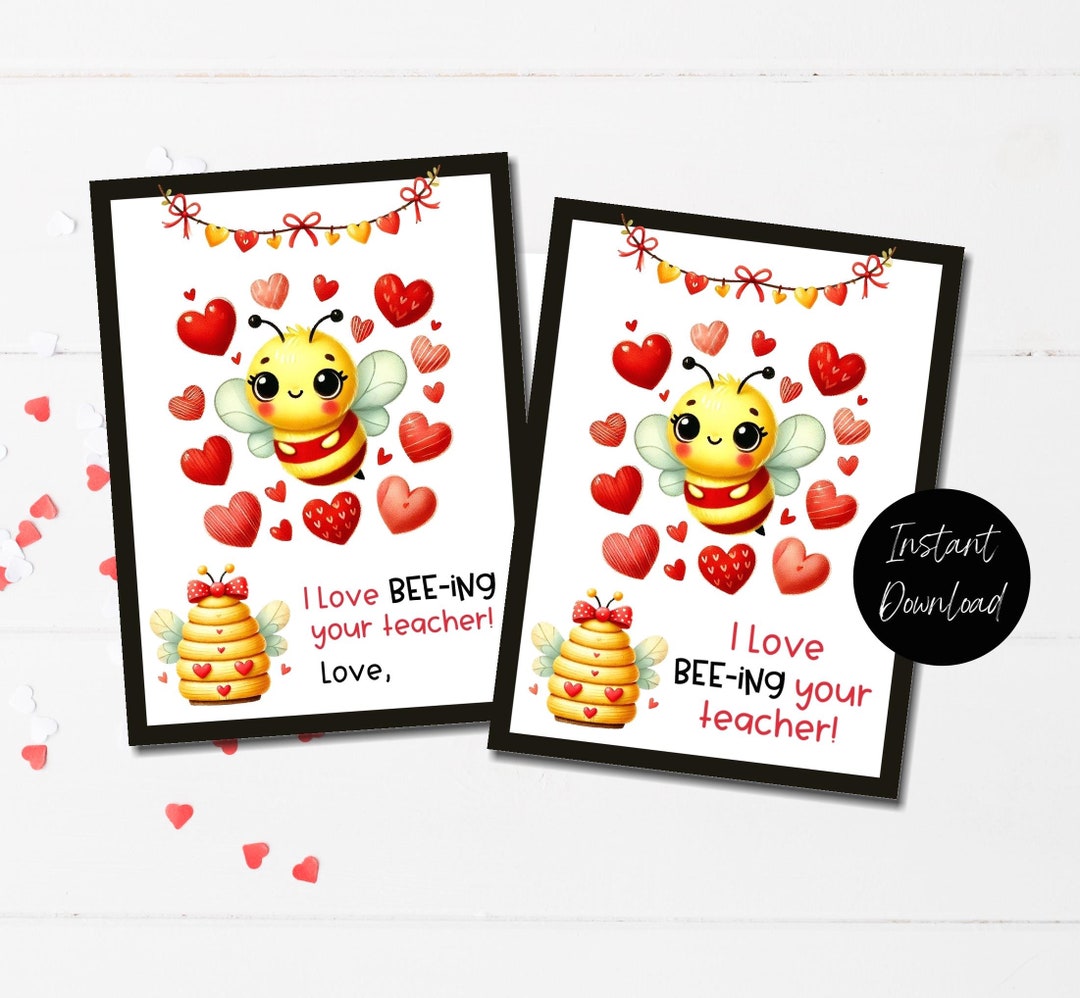 Teacher Bumble Bee Valentine Cards for Students, Student Valentine's ...