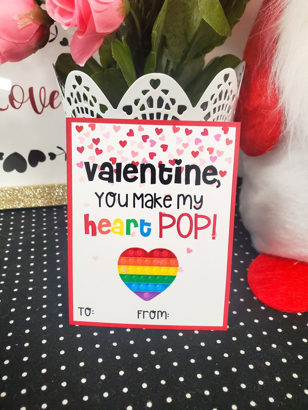 Pop It Valentine's Day Cards for Kids, Pop Its, Pop It Valentines, Kids ...