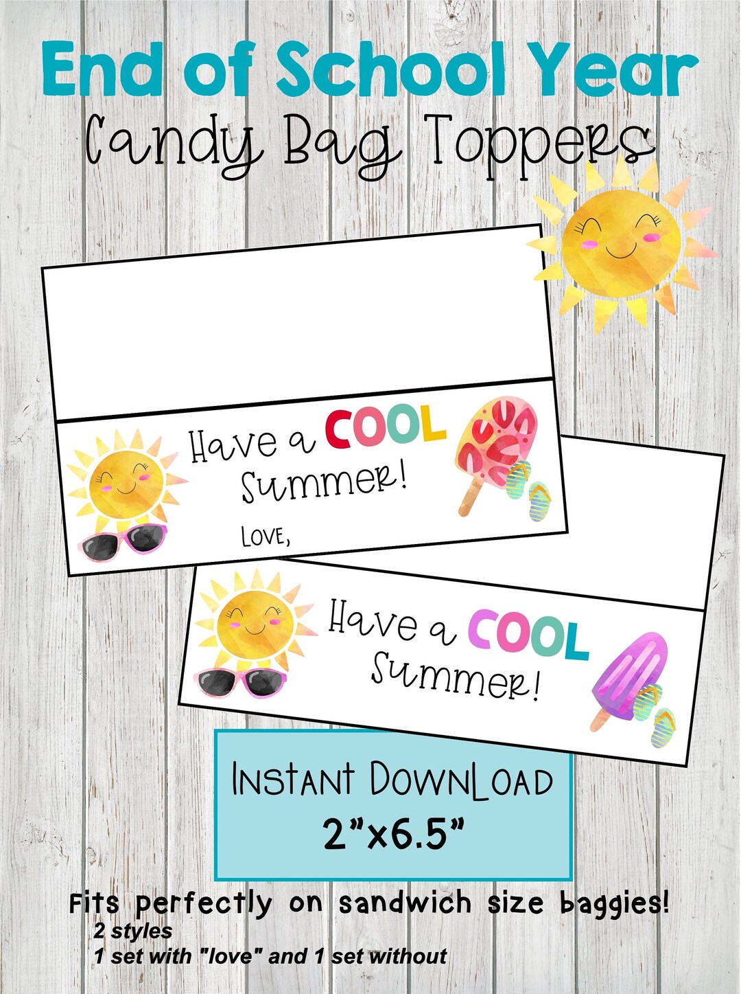 Have a Cool Summer Candy Bag Topper-popsicle-sun-bag Toppers-favor Bags ...