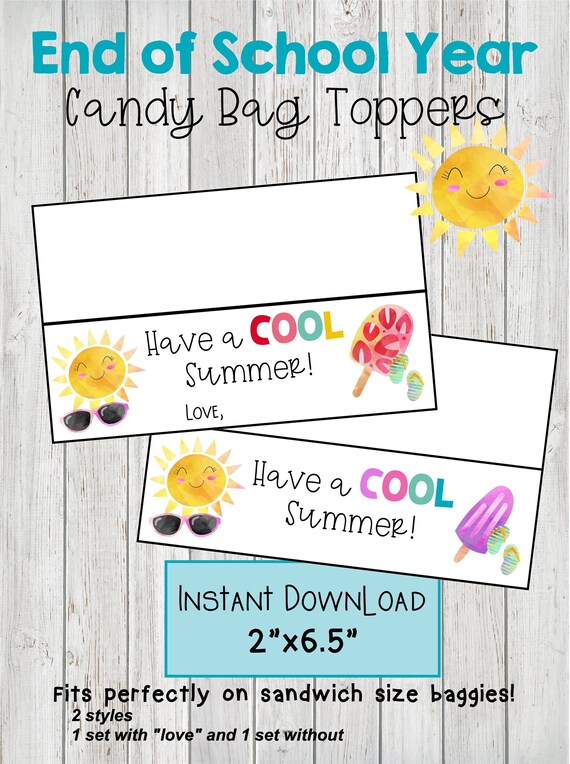 Have a Cool Summer candy bag topper-Popsicle-Sun-Bag | Etsy
