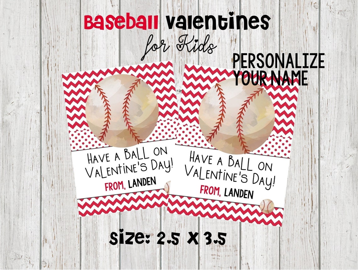 Baseball Valentine's Day Cards for Kids Baseball | Etsy