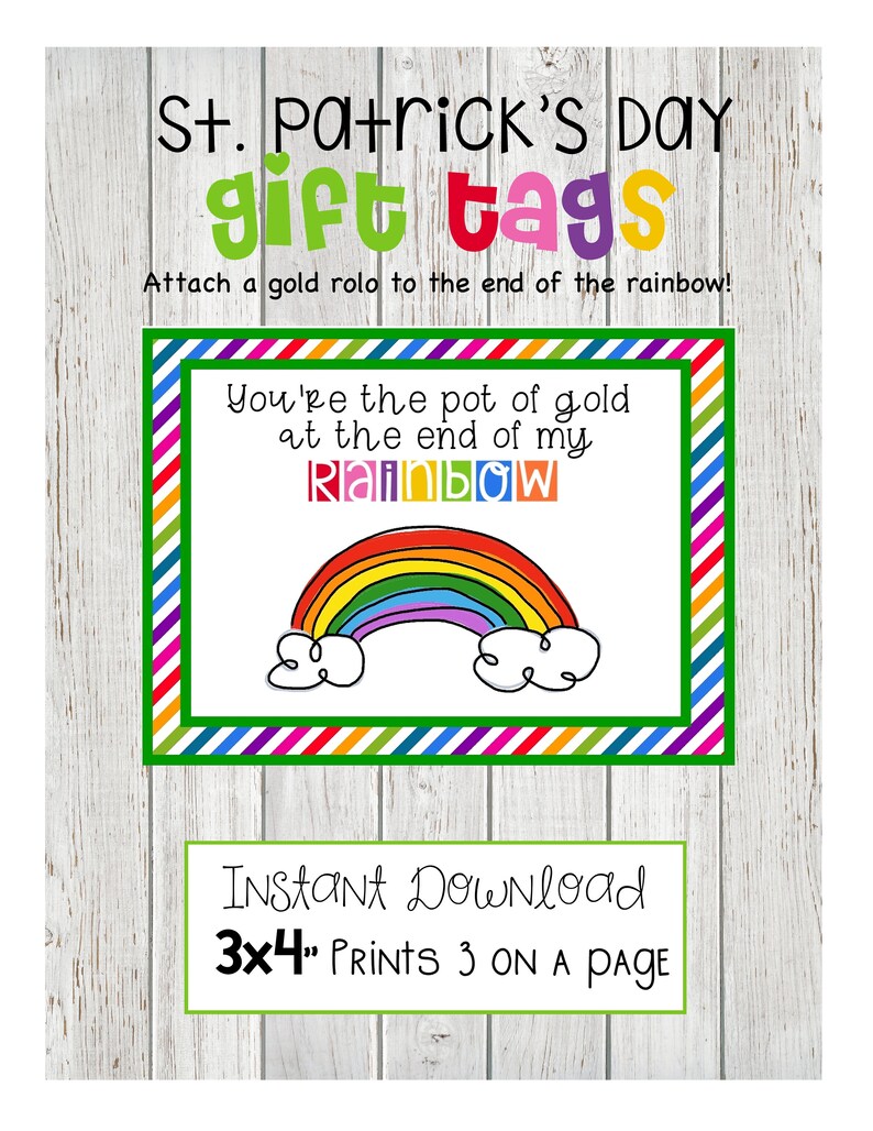 You're the Pot of Gold at the End of My Rainbow Gift Tags | Etsy