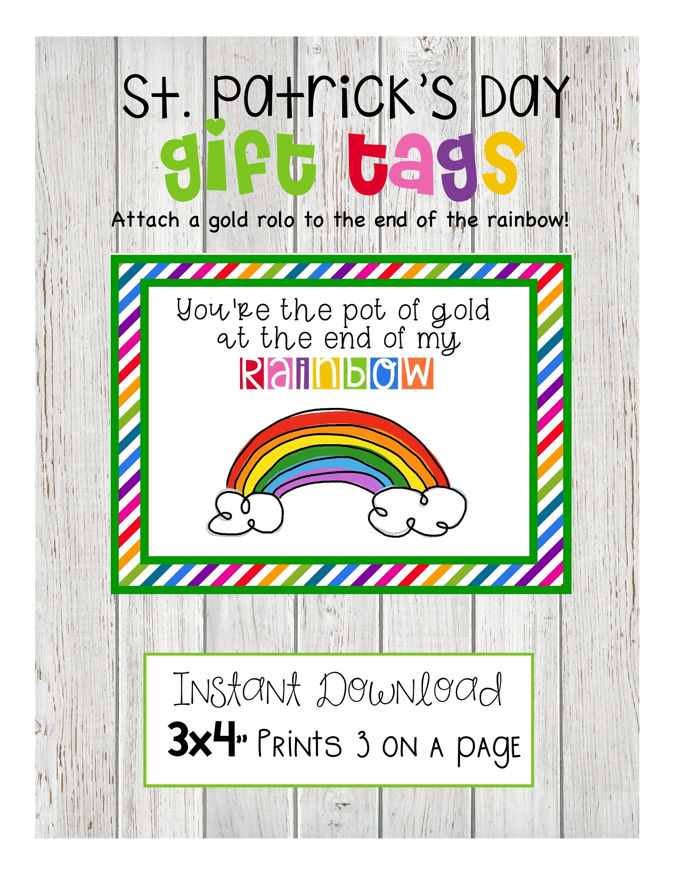 You're the Pot of Gold at the End of My Rainbow Gift Tags | Etsy