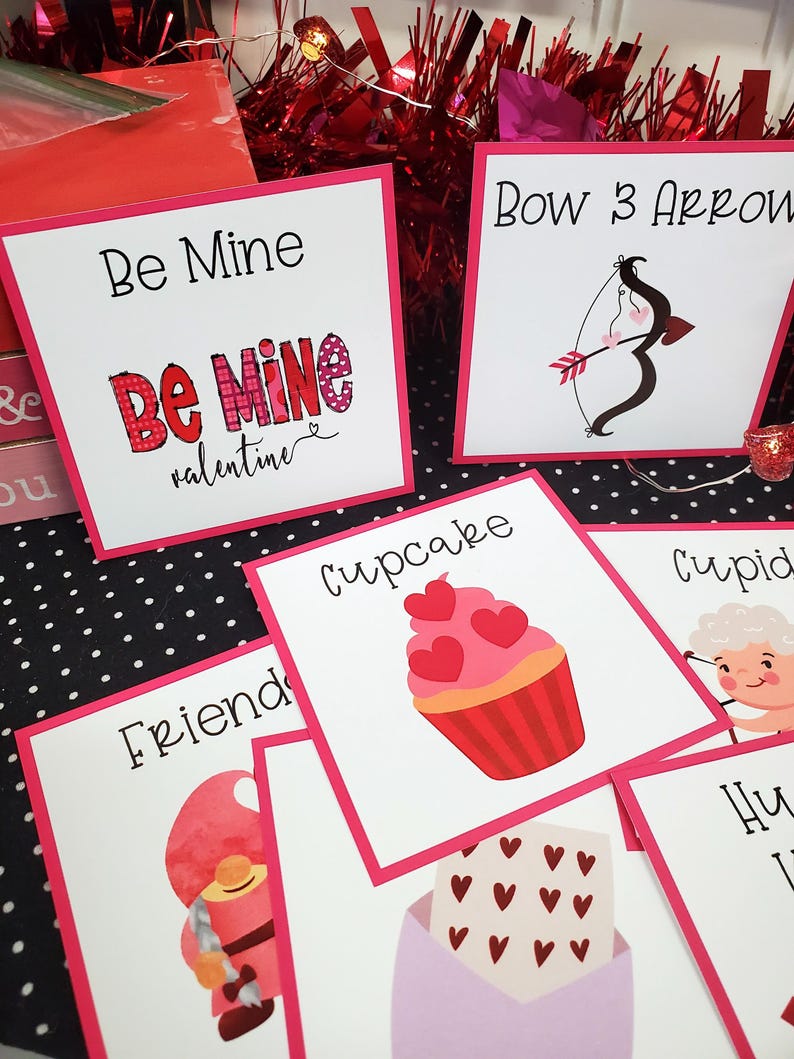 Valentines Cards for Charades or Pictionary, Valentines Game, Printable ...