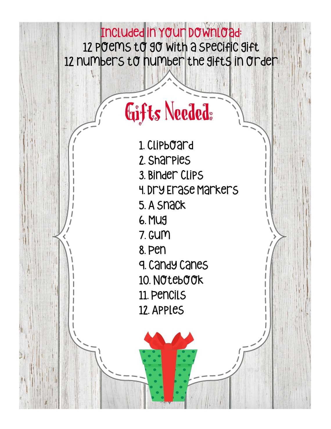 Teachers 12 Days of Christmas Poems, 12 Days of Christmas for Teachers ...