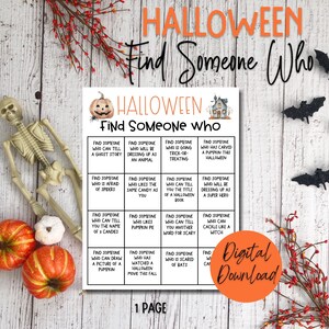 Halloween Party Game Printable, Find Someone Who Halloween Activity ...