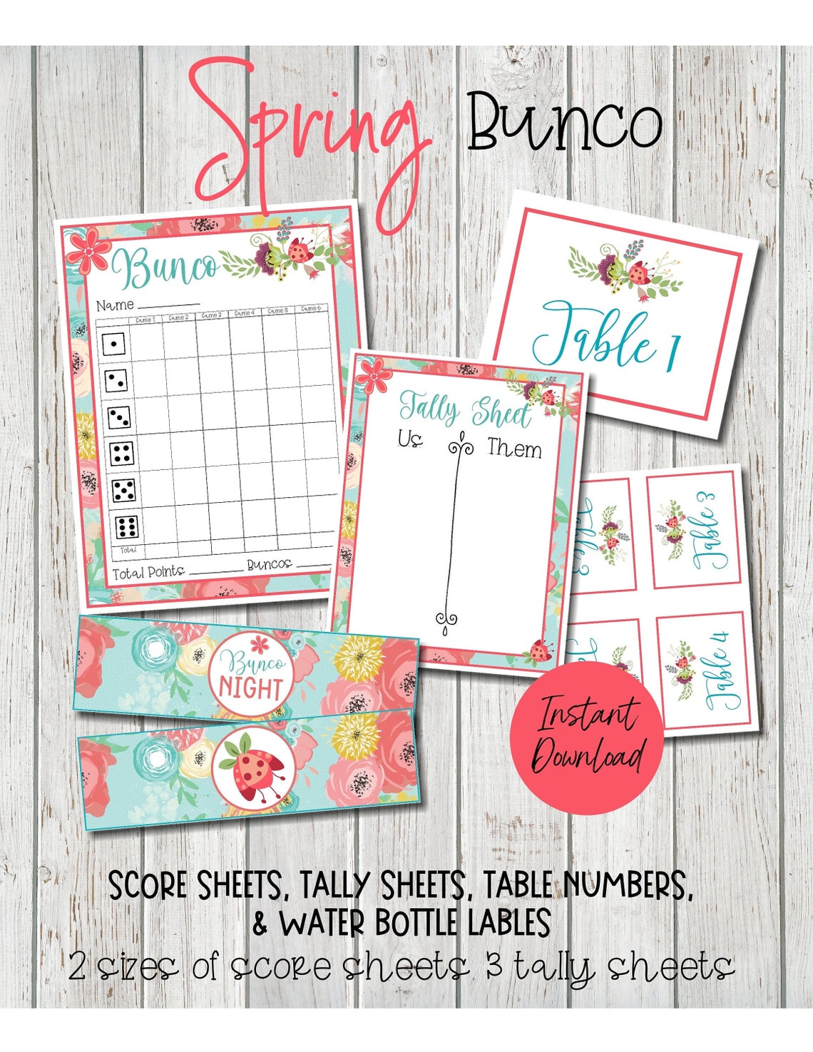Spring Bunco Score Sheets Bunco Worksheets for Spring - Etsy