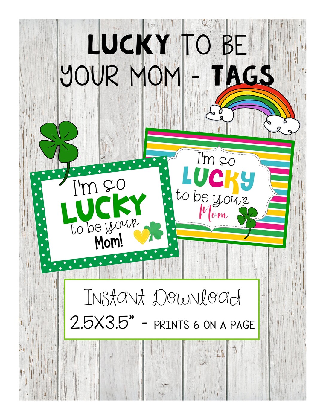 Lucky to Be Your Mom Tags, St. Patrick's Day Gift Tag, St. Patrick's ...