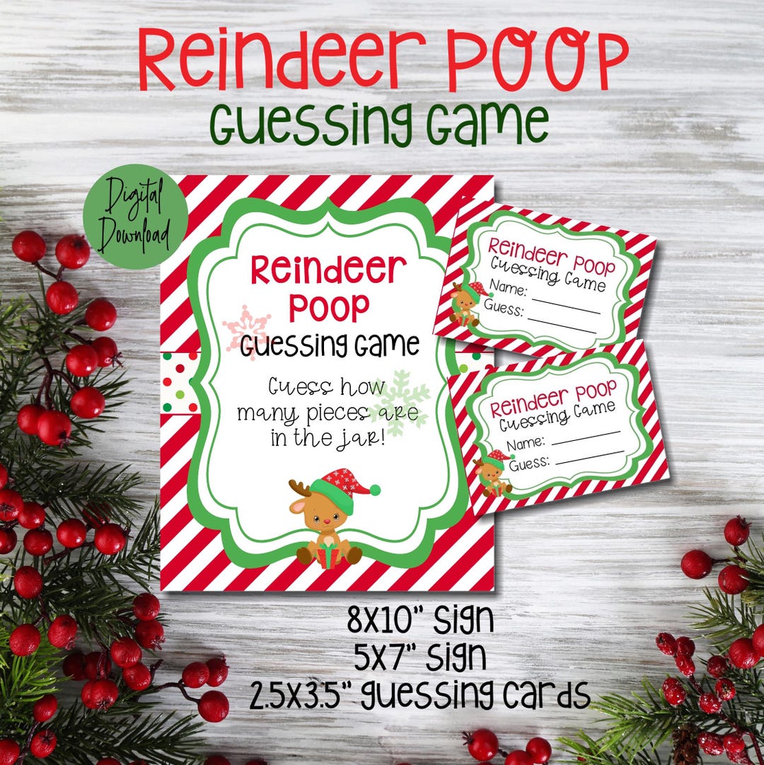 Reindeer Poop Guessing Game, Printable Christmas Guessing Game, Guess ...