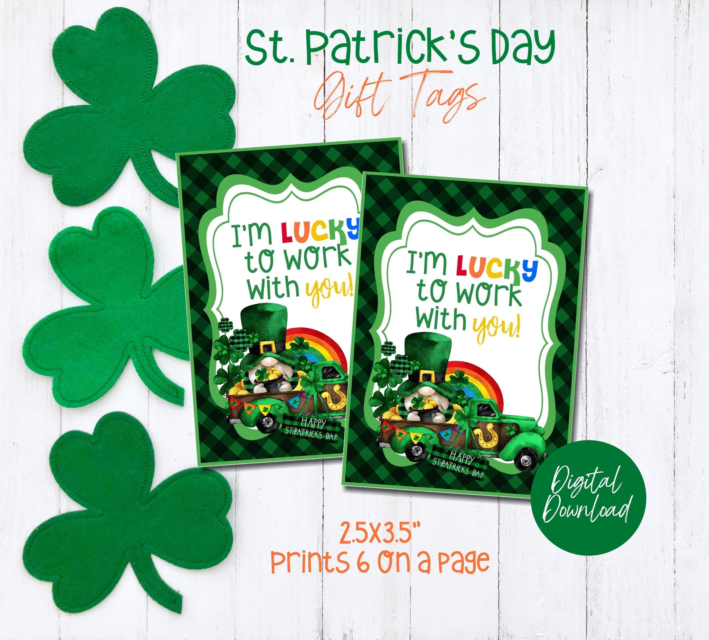 I'm Lucky to Work With You Printable Gift Tags for St. - Etsy