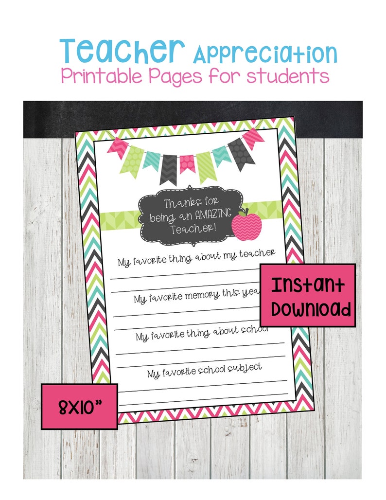 Teacher Appreciation Week-student Questionnaire-student - Etsy