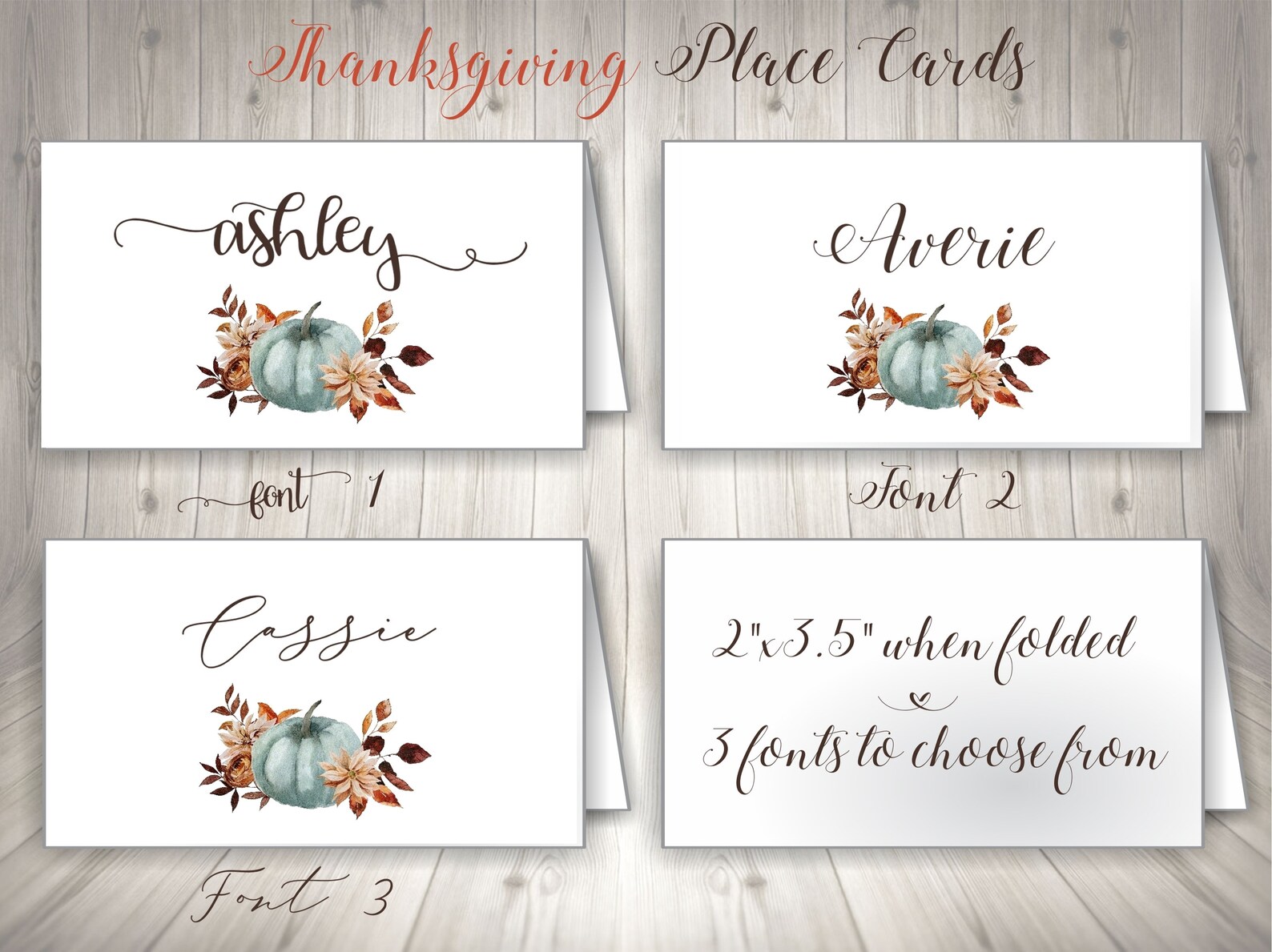 Place Cards for Thanksgiving, Thanksgiving Place Cards, Fall Place ...
