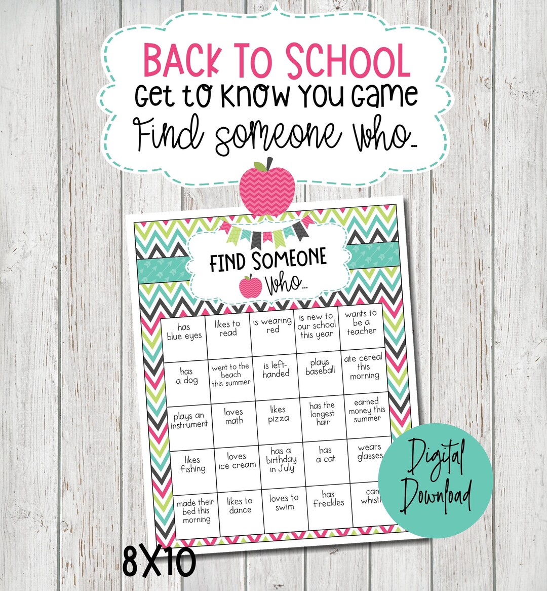 Back to School Get to Know You Game, Find Someone Who Game for Back to ...