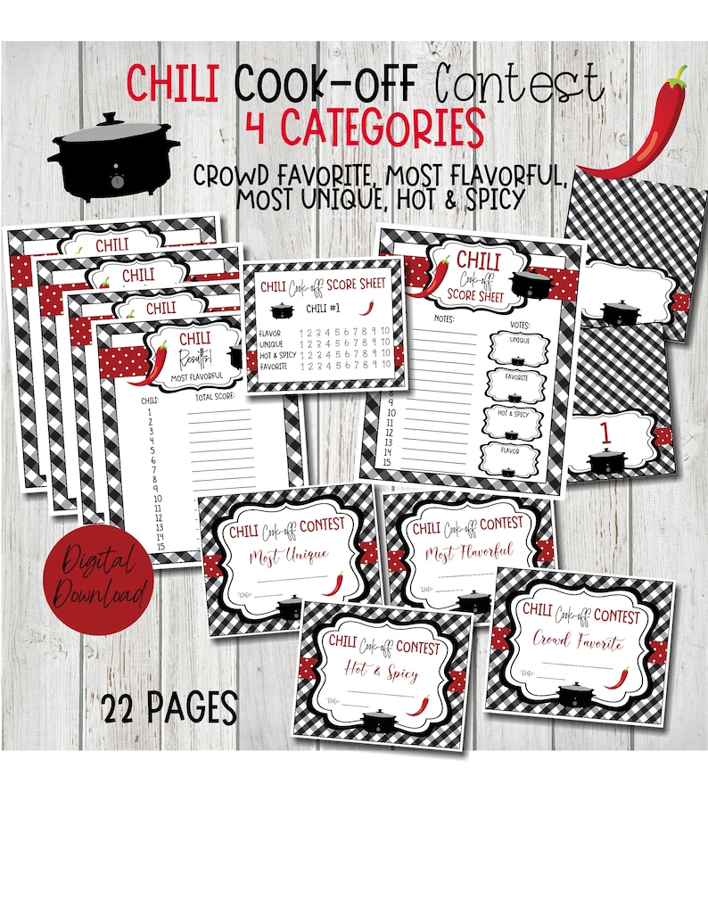 Chili Contest With 4 Categories Chili Cook-off Contest Chili - Etsy