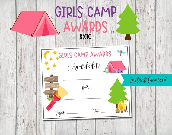 Girls Camp Awards Girls Camp Printables Award Certificates - Etsy