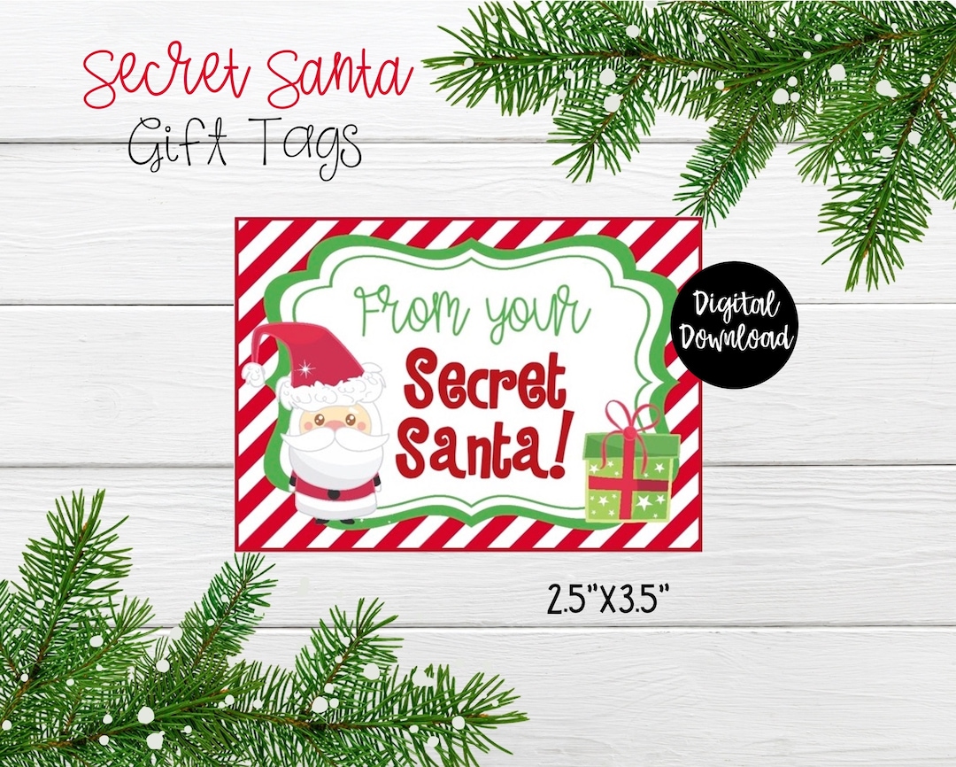Secret Santa Gift Tags for Christmas, Printable Christmas Gift Tags for ...
