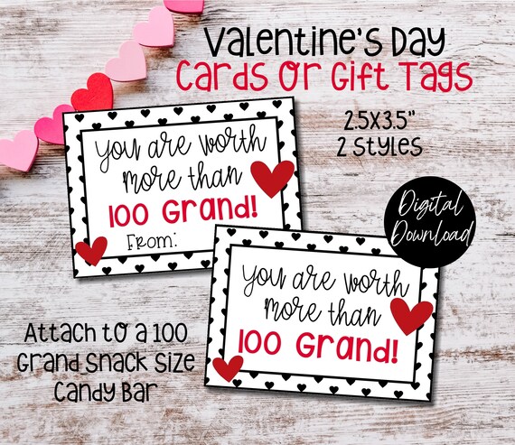 100 Grand Valentines You Are Worth More Than 100 Grand | Etsy