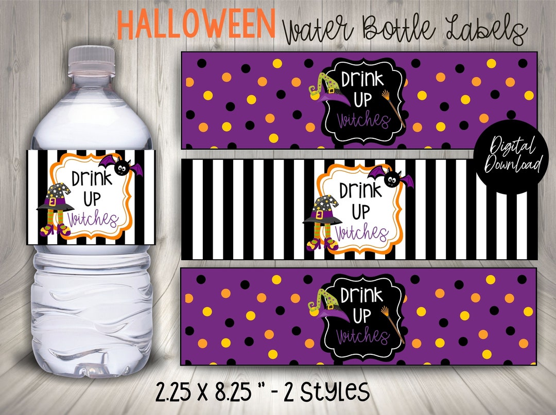 Drink up Witches Printable Halloween Water Bottle Labels, Halloween ...