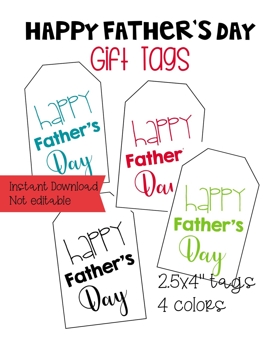 Happy Father's Day Printable Gift Tags, Father's Day Gift Ideas, Father ...