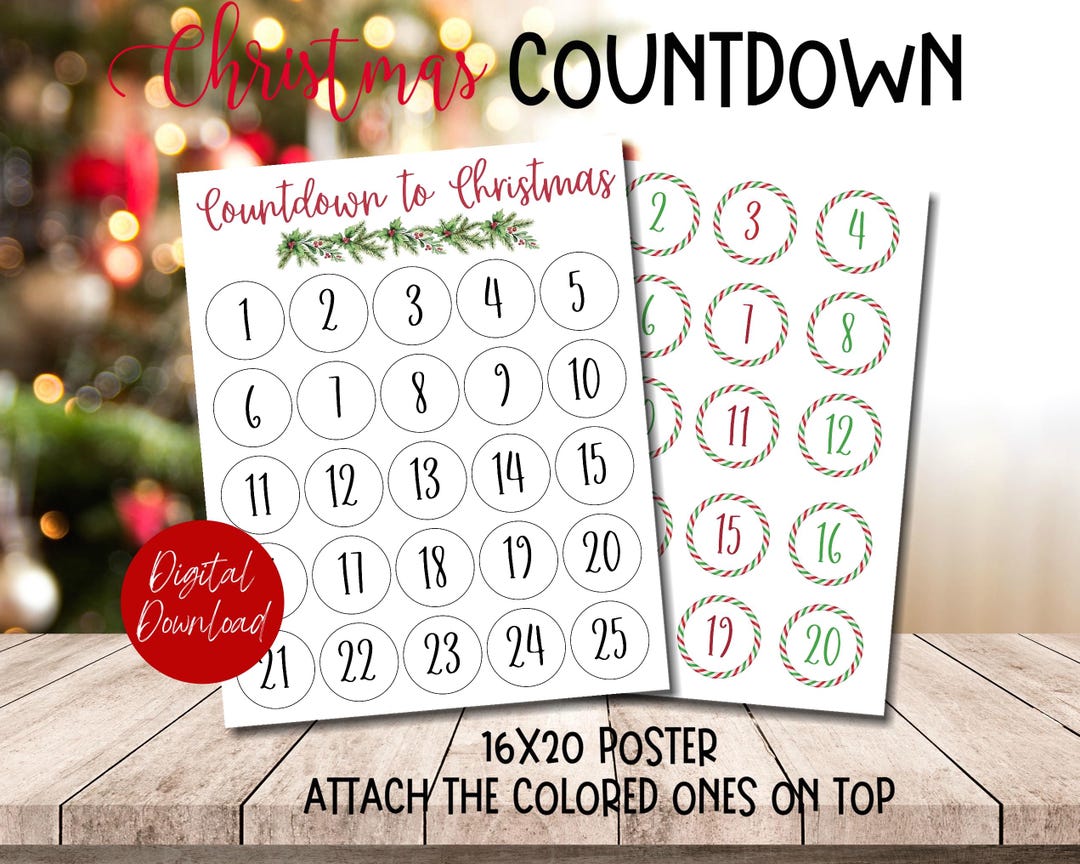 Printable Christmas Countdown Poster - Interactive Holiday Activity ...