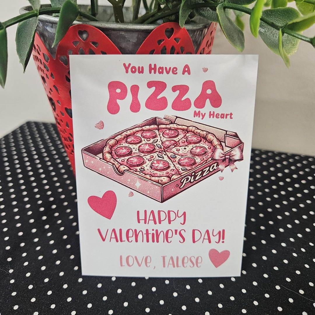 Personalized Kids Valentine Cards you Have a Pizza My Heart With Custom ...