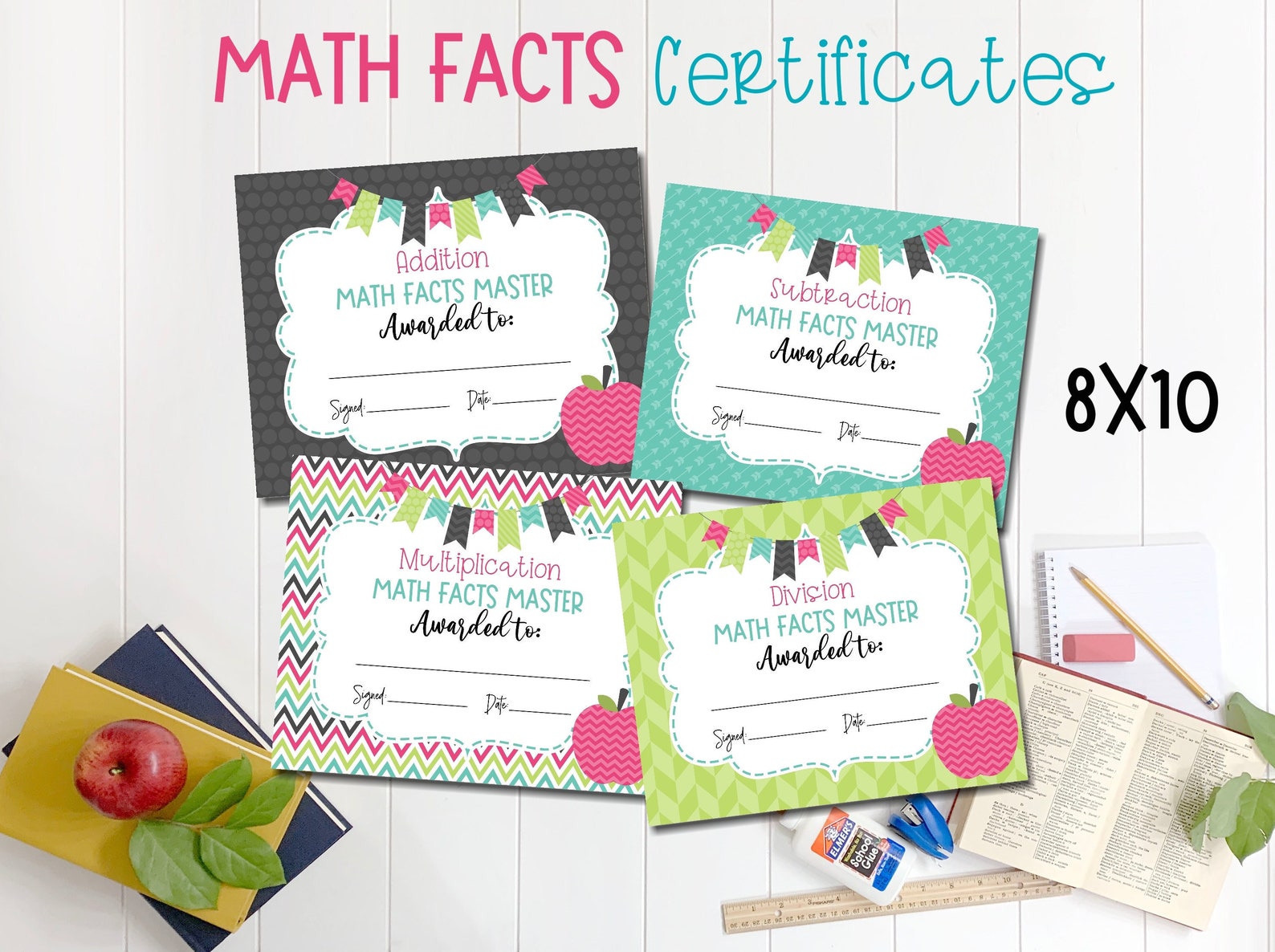 Math Facts Certificates Printable Certificates for Math - Etsy