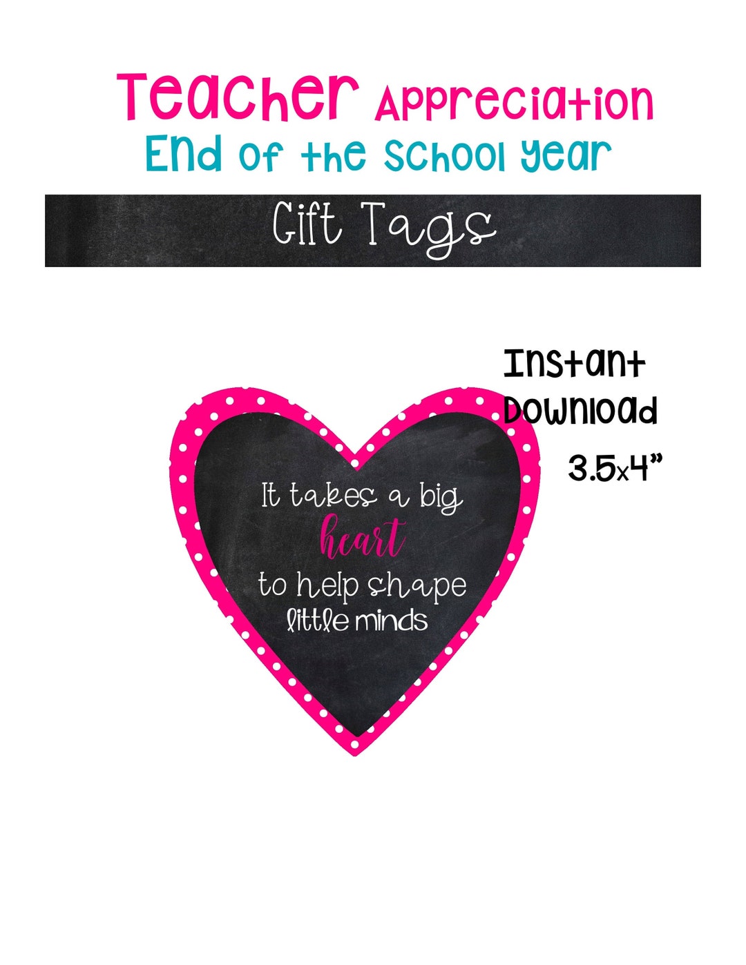 Teacher Appreciation Gift Tags-printable Tags-end of School Year Gift ...