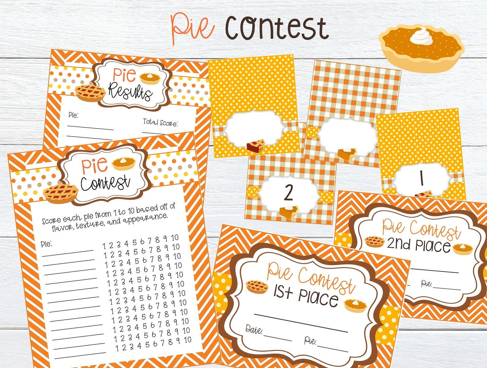 Pie Contest Printables, Pie Baking Contest Score Cards, Printable Pie ...