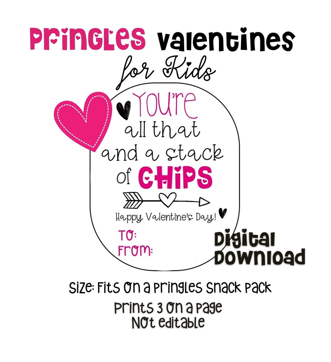 Valentine Pringles Labels You're All That and a Stack of | Etsy