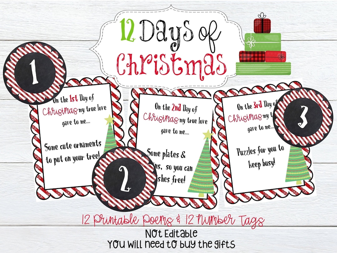 12 Days of Christmas Poems, 12 Days of Christmas Printables, Christmas ...