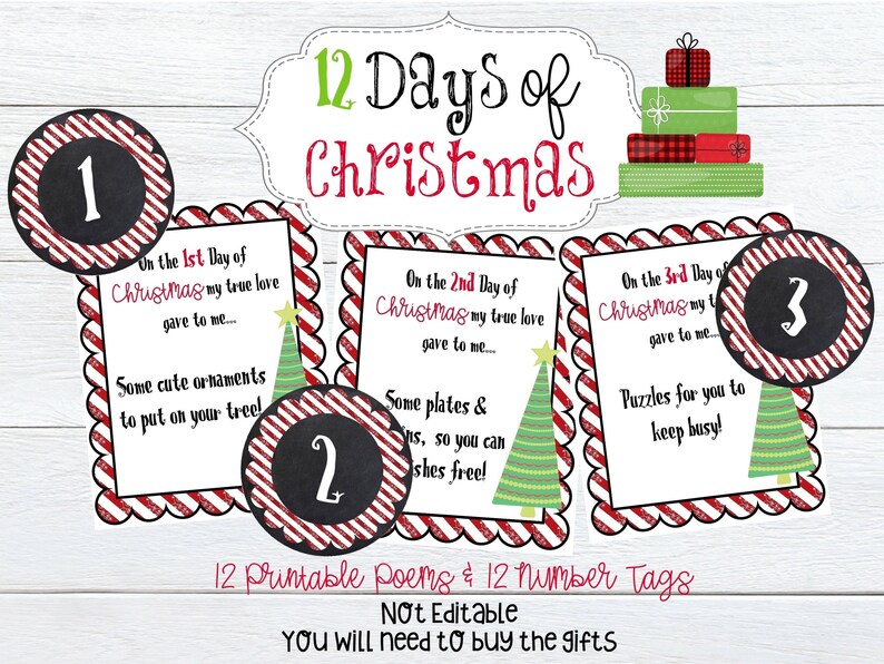 12 Days of Christmas Poems, 12 Days of Christmas Printables, Christmas ...