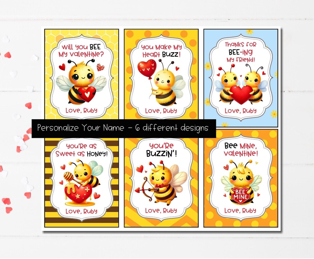 Bee Valentine, DIY Valentine, Personalized Class Valentine, Kids ...